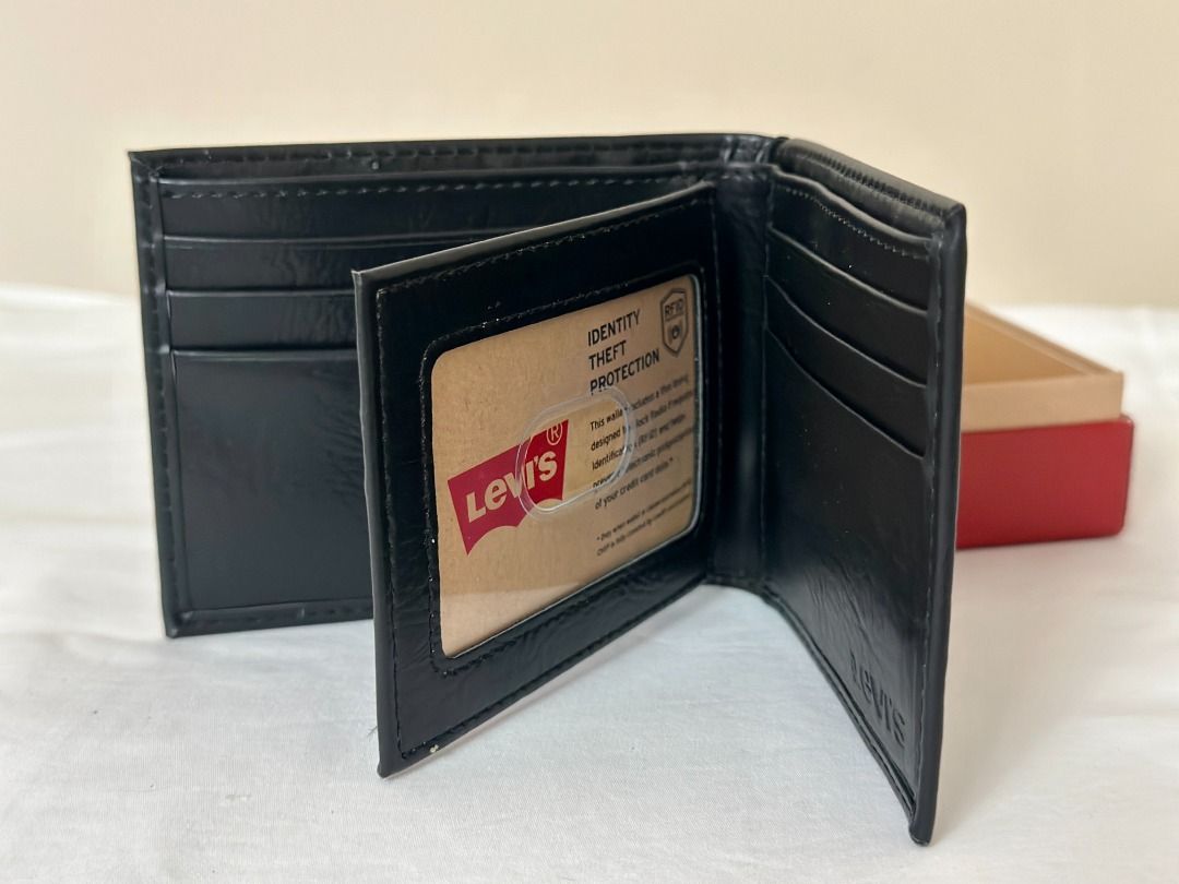 LEVI'S LEVI STRAUSS BLACK BILLFOLD BIFOLD MEN'S LEATHER WALLET W/ RFID ...