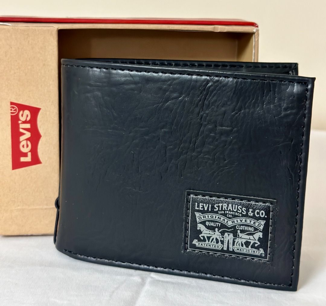 LEVI'S LEVI STRAUSS BLACK BILLFOLD BIFOLD MEN'S LEATHER WALLET W/ RFID ...