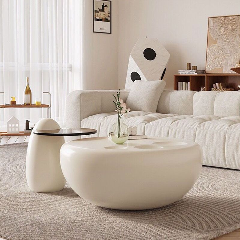 Light luxury round Coffee table cream style living room home Nordic ...
