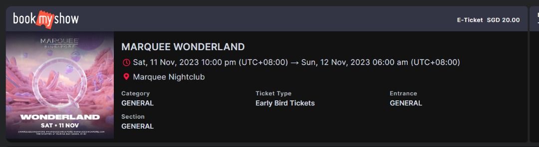 MARQUEE WONDERLAND TICKET NOVEMBER 11 2023, Tickets & Vouchers, Event ...