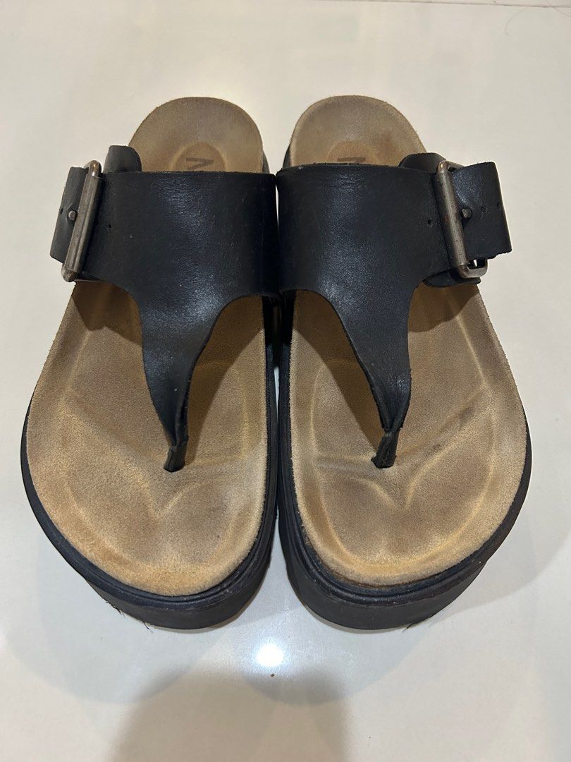 MNG Platform Leather Sandals, Women's Fashion, Footwear, Flats ...