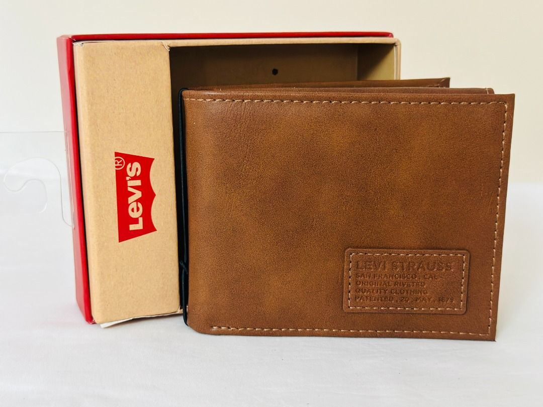 NEW! LEVI'S TAN BROWN LEATHER W/ RFID PROTECTION BILLFOLD BIFOLD MEN'S ...