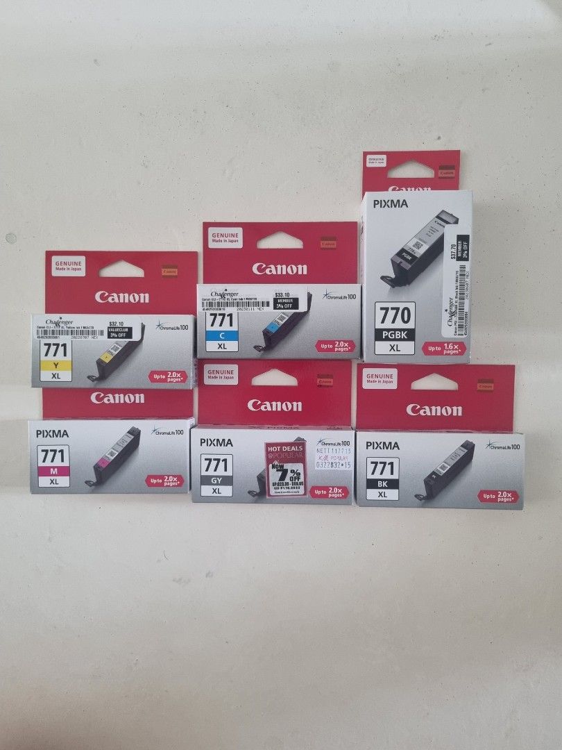 Original Canon PIXMA printer ink 770 and 771, Computers & Tech ...