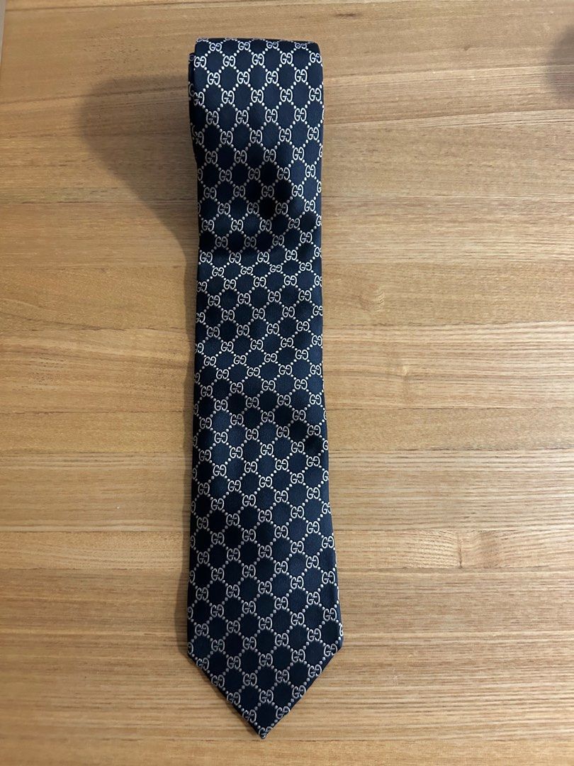 Original Gucci Monogram Tie (Black & Gold), Men's Fashion, Watches ...