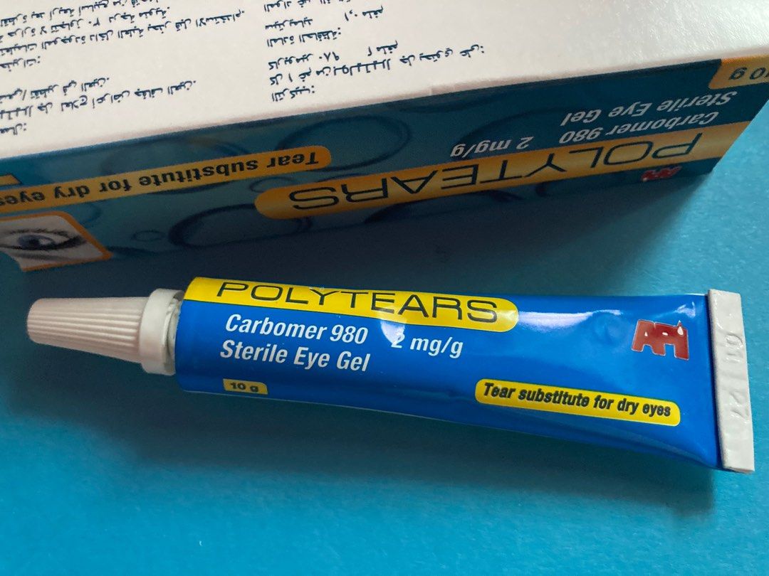 Polytears sterile eye gel for dry eyes imported 10g 2027 expiry, Beauty ...