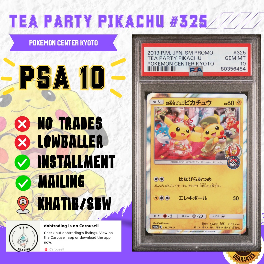 [PSA 10] Pokemon TCG - TEA PARTY PIKACHU, Hobbies & Toys, Toys & Games on Carousell