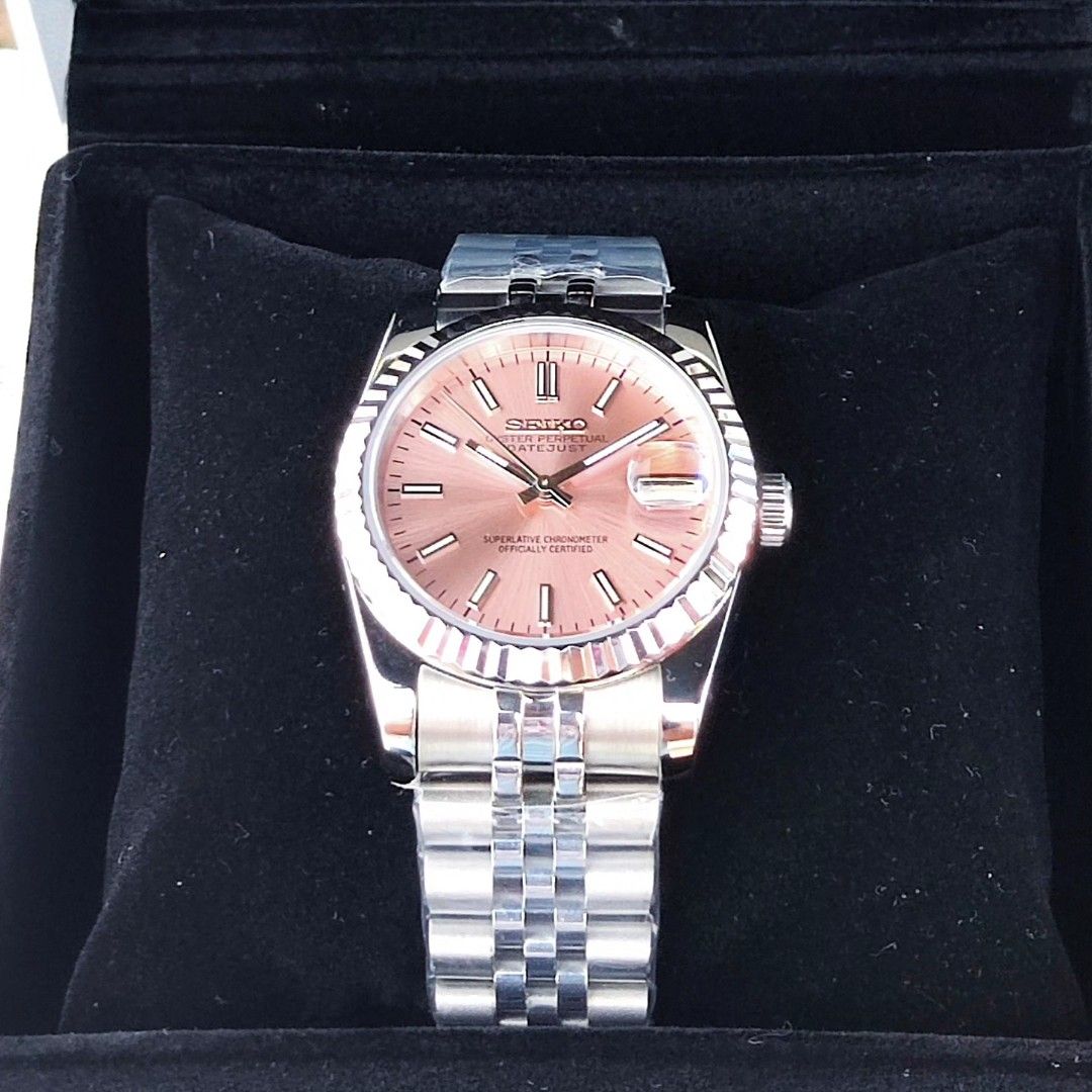 Seikolex Pink Datejust Mod, Luxury, Watches on Carousell