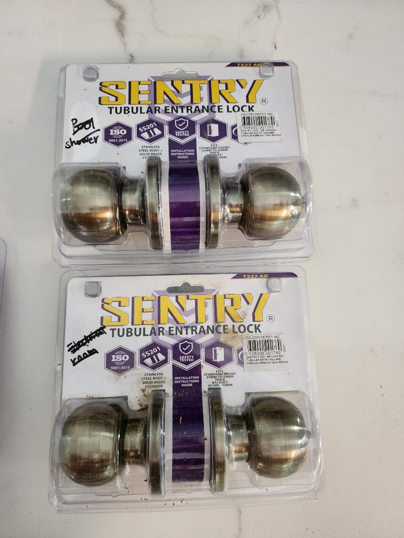 SENTRY tubular entrance lock T527 AB, Furniture & Home Living, Security ...