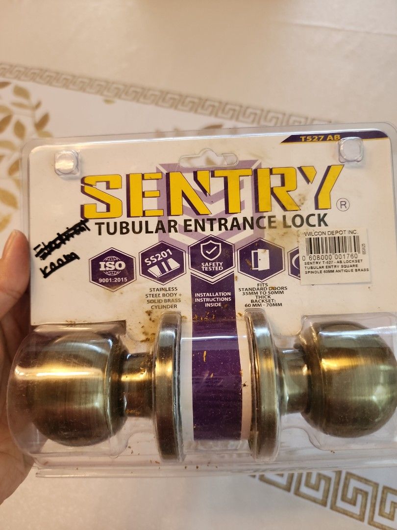 SENTRY tubular entrance lock T527 AB, Furniture & Home Living, Security ...