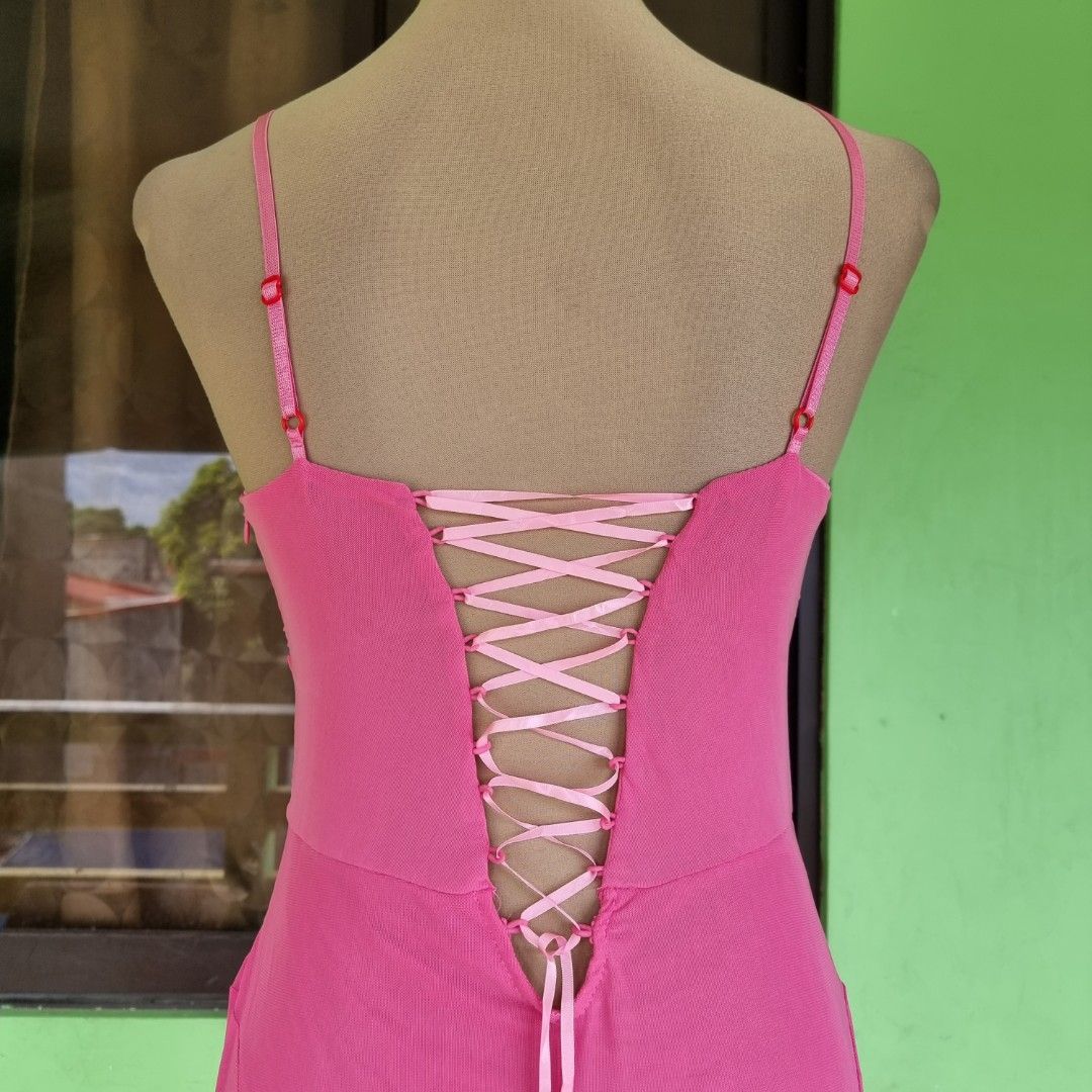 SHEIN FAIRY DRESS BARBIE PINK BUSTIER CORSET MAXI DRESS MEDIUM-LARGE ...