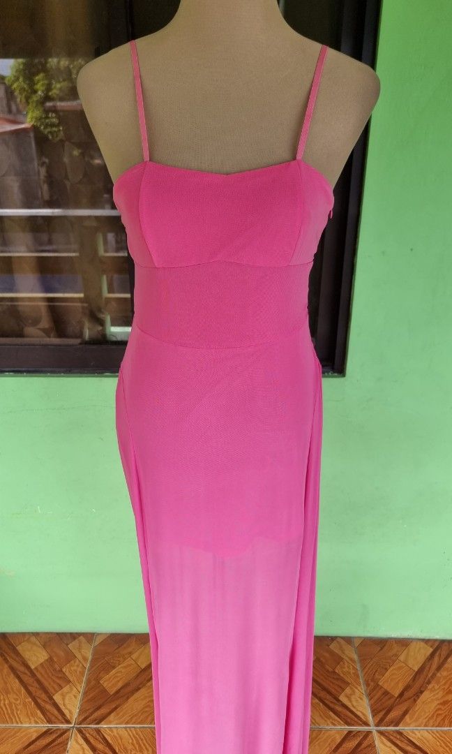 SHEIN FAIRY DRESS BARBIE PINK BUSTIER CORSET MAXI DRESS MEDIUM-LARGE ...