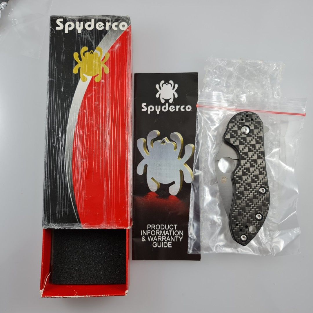 Spyderco Dice Tip flipper Carbon Fiber Titanium Ti cts xhp plain blade ...