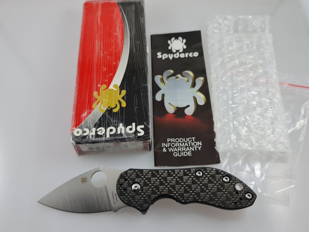 Spyderco Dice Tip flipper Carbon Fiber Titanium Ti cts xhp plain blade ...