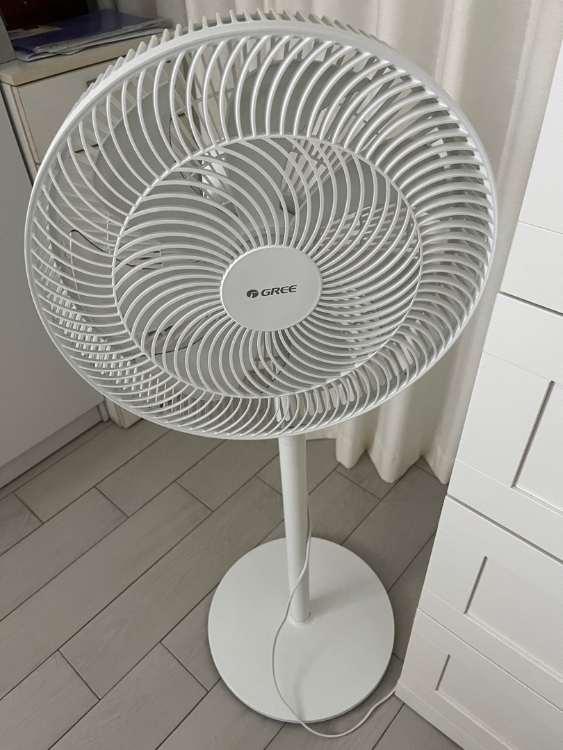 Standing white 7 blades fan with remote, Furniture & Home Living ...