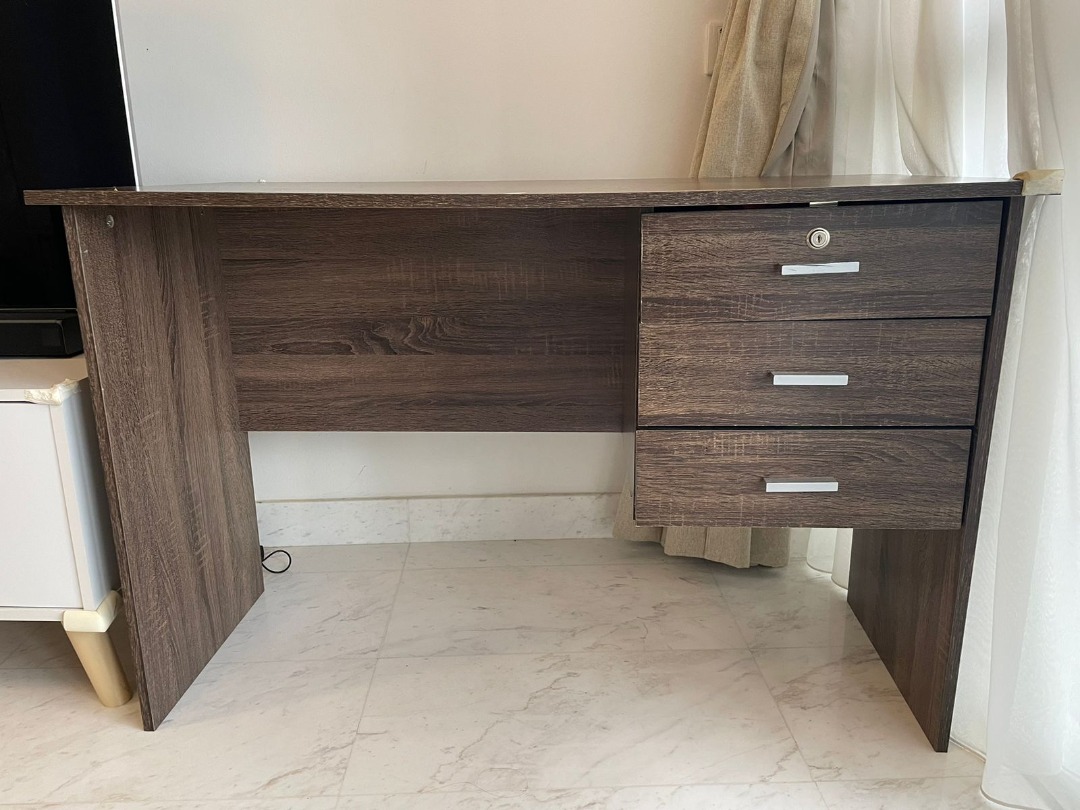 Study Table with 3 drawers, Furniture & Home Living, Furniture, Tables ...