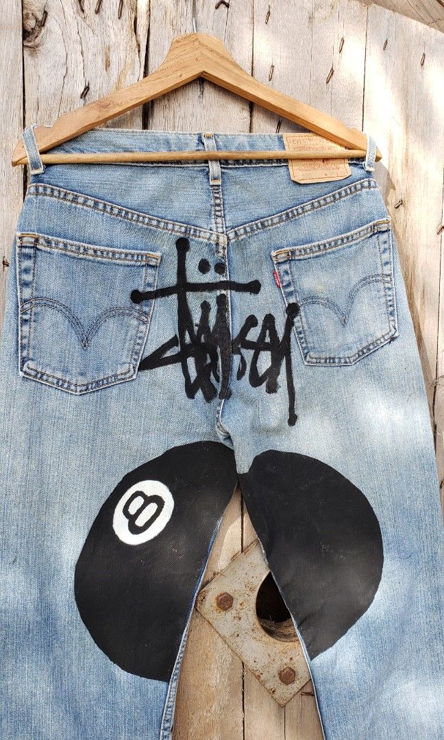 Stussy Jeans custom, Men's Fashion, Bottoms, Jeans on Carousell
