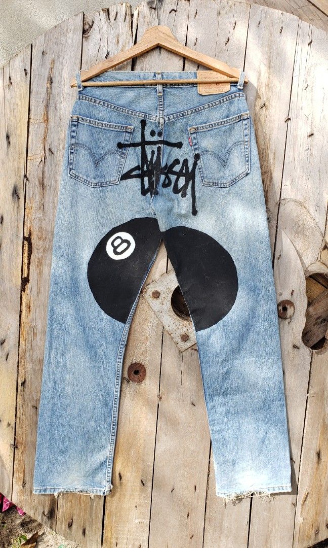 Stussy Jeans custom, Men's Fashion, Bottoms, Jeans on Carousell