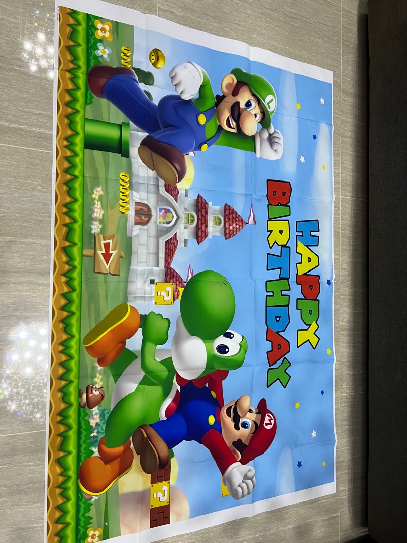 Super Mario Birthday Banner, Hobbies & Toys, Toys & Games on Carousell