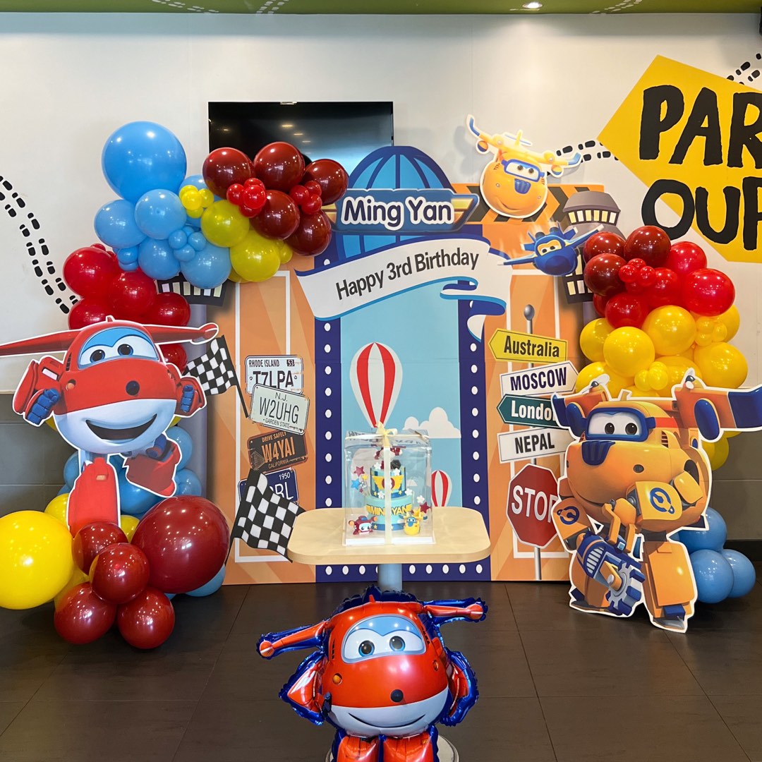 Super Wings Birthday Set Up Party Event Deco Balloon Garland Service ...
