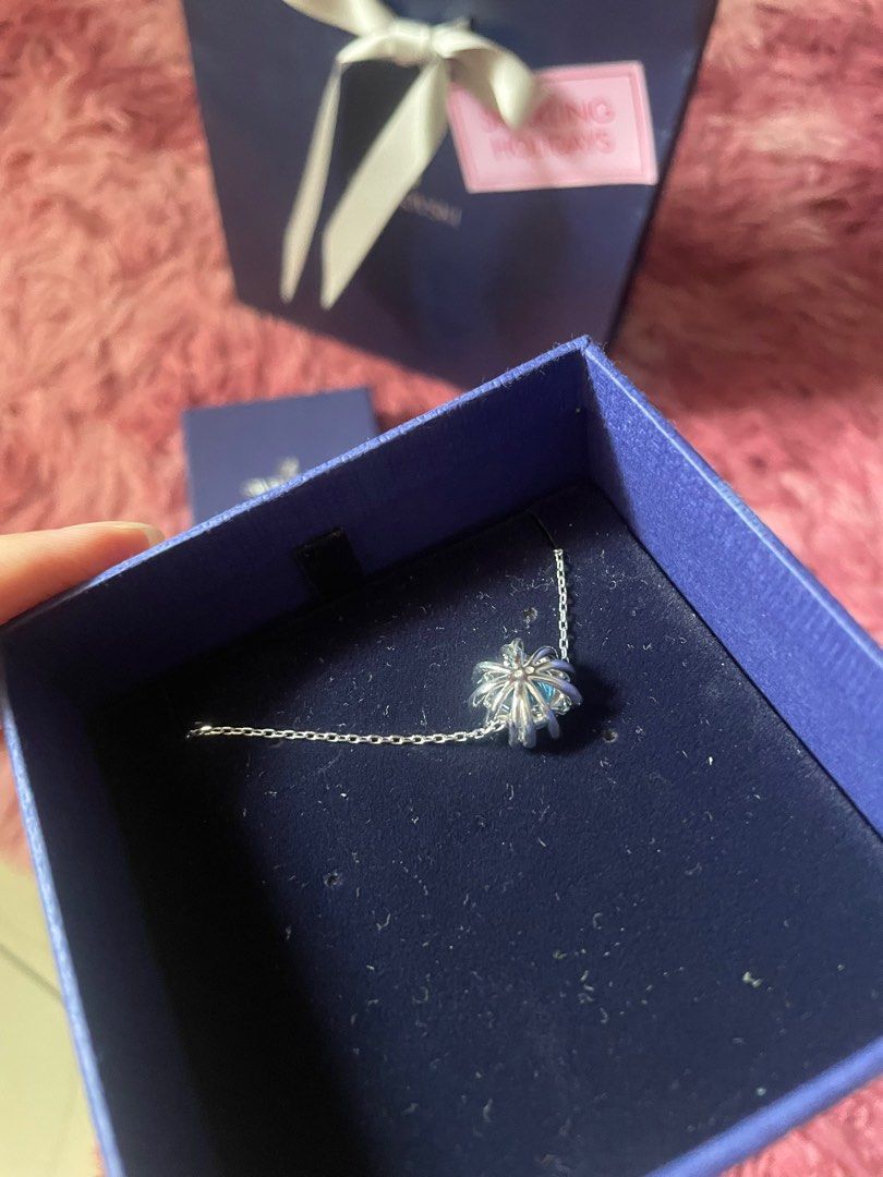 Swarovski Blue Aqua Crystal Necklace (with Authenticity Card), Women's ...