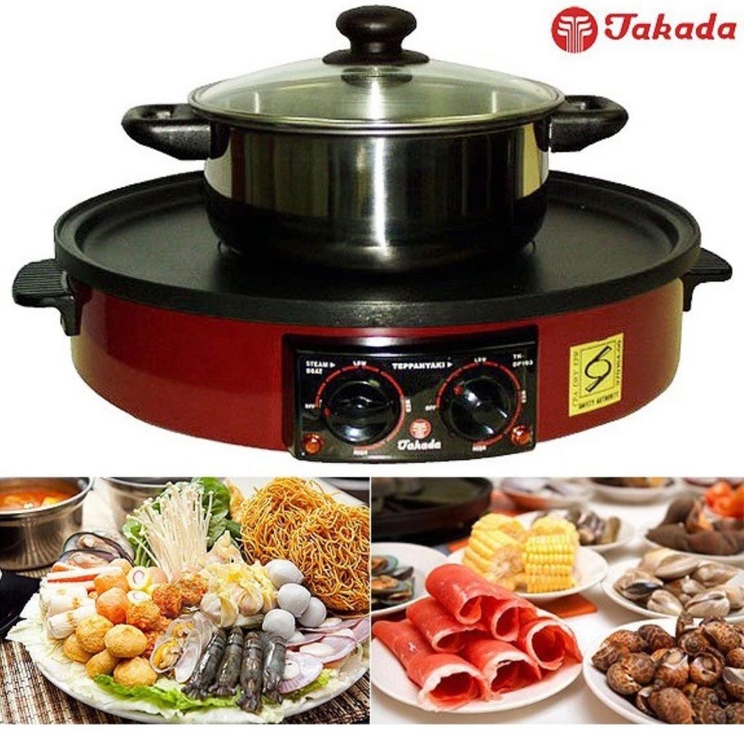 Takada Deluxe Teppanyaki and steamboat 2 in 1 set, TV & Home Appliances ...