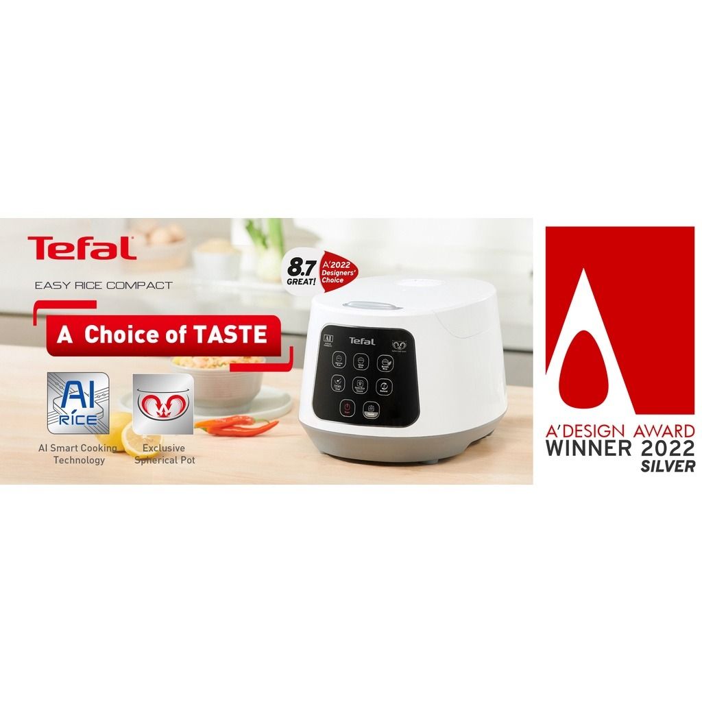 Tefal Easy Compact Fuzzy Logic Rice Cooker 1L RK7301, TV & Home ...