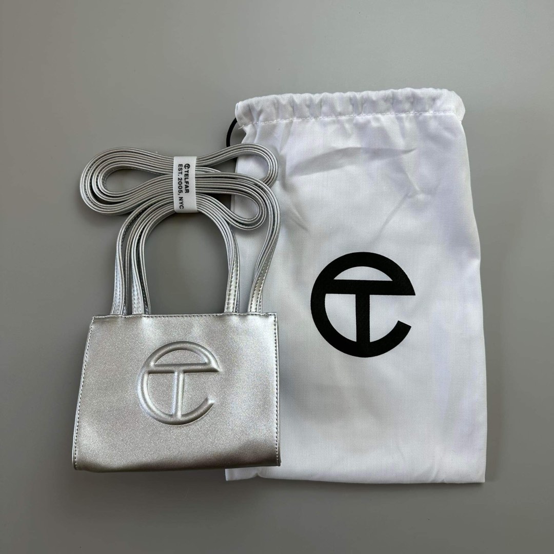 Telfar silver mini sling, Luxury, Bags & Wallets on Carousell
