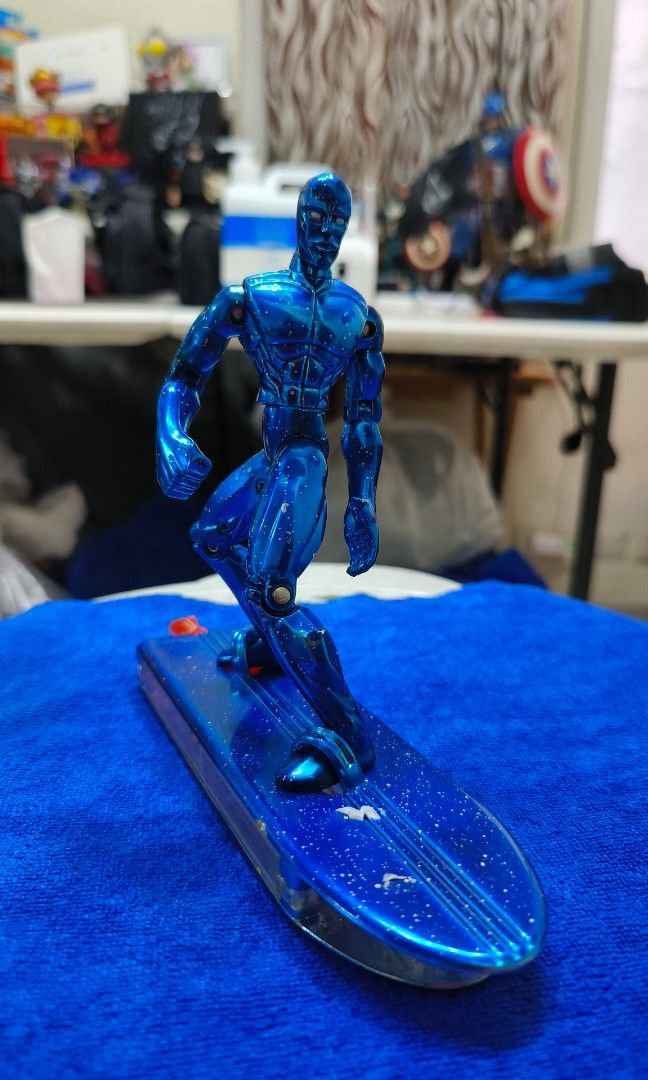TOY BIZ MARVEL SILVER SURFER COSMIC POWER BLASTERS BLUE 5" FIGURE 1997 ...