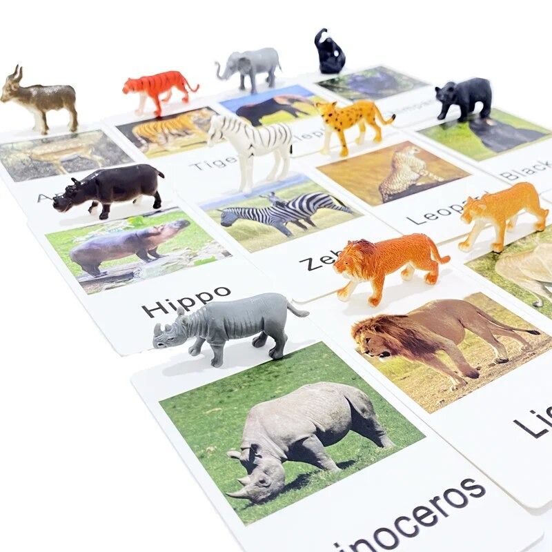 Treeyear Montessori Animal Match Cards Miniature Poultry Animals with ...