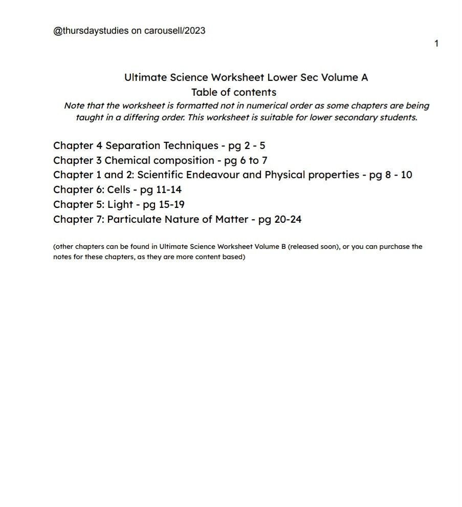 Ultimate Lower Sec Science Worksheet SET A $10 for limited time ...