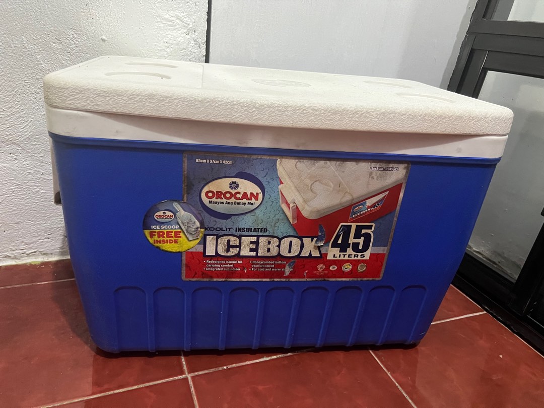 Used Orocan Icebox 45 liters Blue, Furniture & Home Living, Kitchenware ...