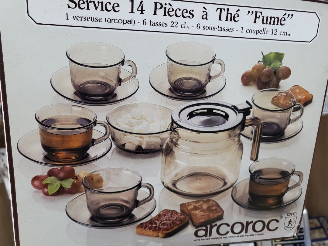 Vintage Arcoroc Black Cups, Furniture & Home Living, Kitchenware ...