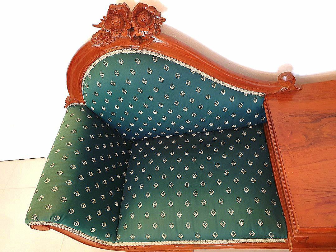 Vintage Victoria Style solid teak wood telephone sofa seat bench ...