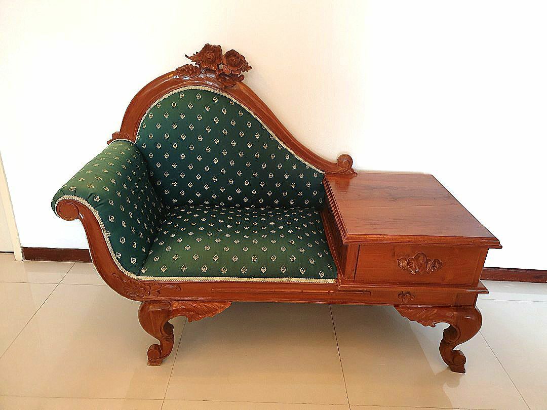 Vintage Victoria Style solid teak wood telephone sofa seat bench ...