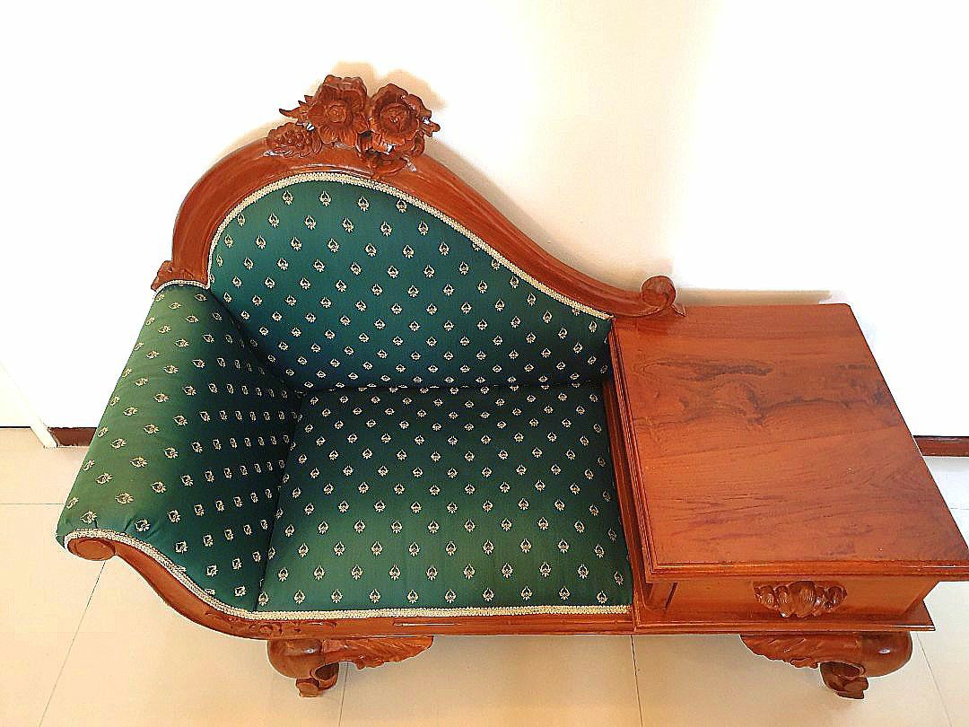 Vintage Victoria Style solid teak wood telephone sofa seat bench ...