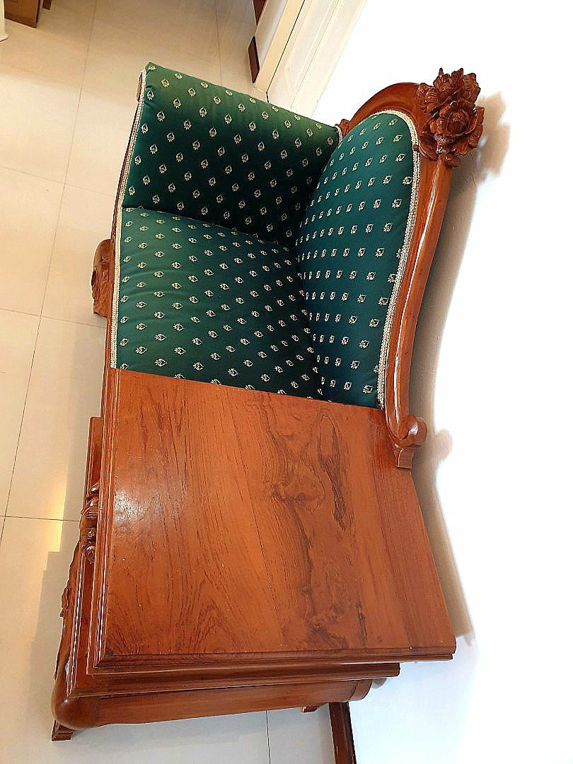 Vintage Victoria Style solid teak wood telephone sofa seat bench ...