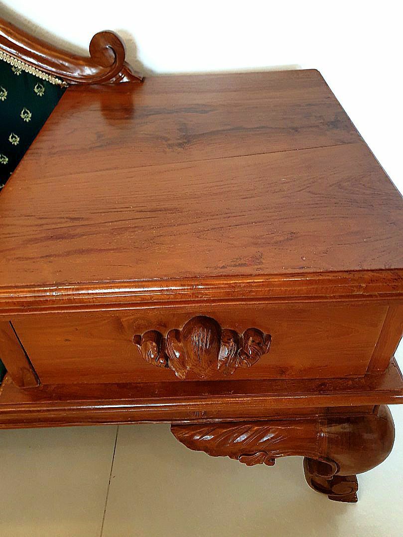 Vintage Victoria Style solid teak wood telephone sofa seat bench ...