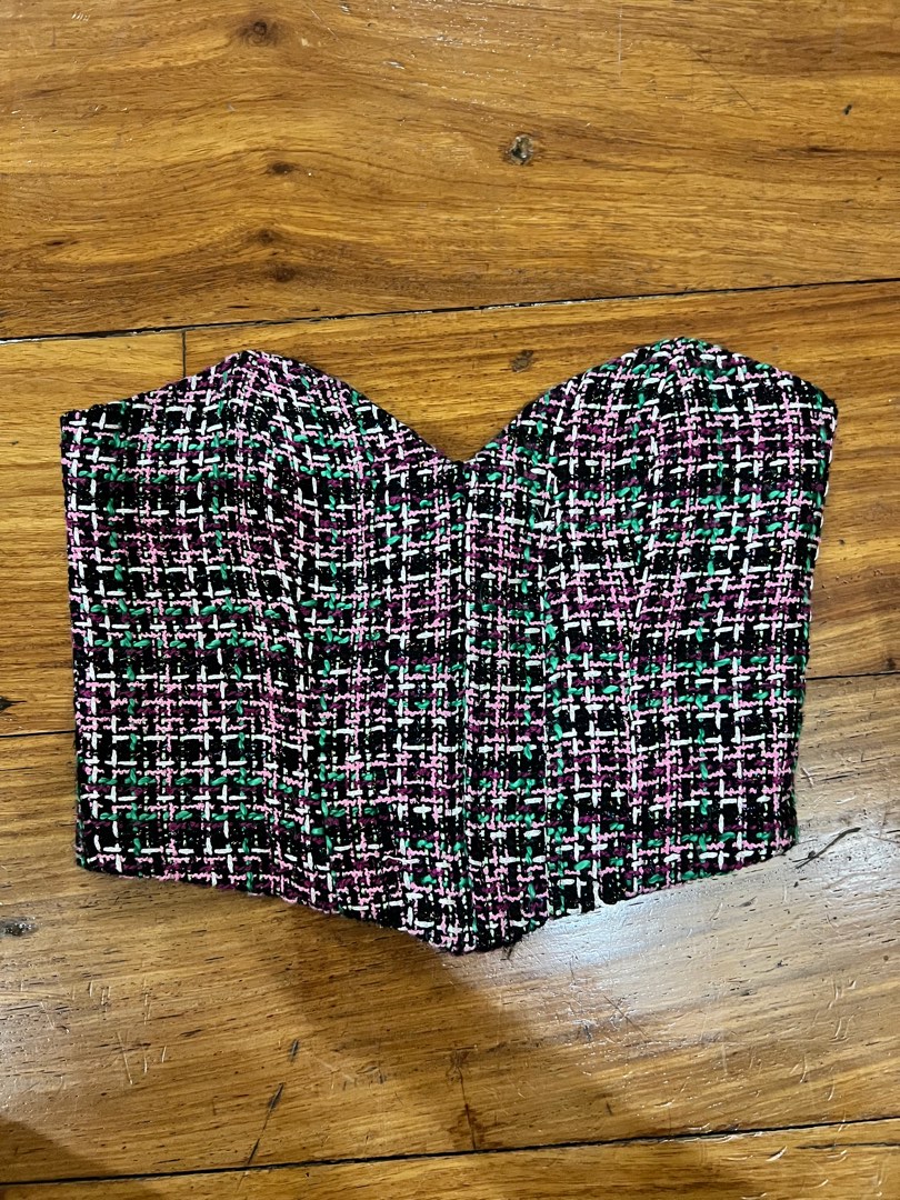 Zara Tweed Corset Top, Women's Fashion, Tops, Others Tops on Carousell