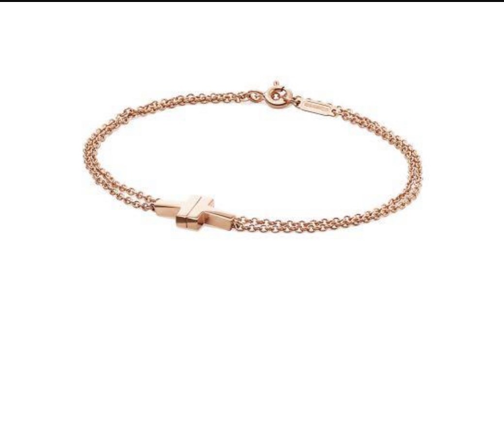100% authentic Tiffany T-bar double chain bracelet in rose gold, Luxury ...