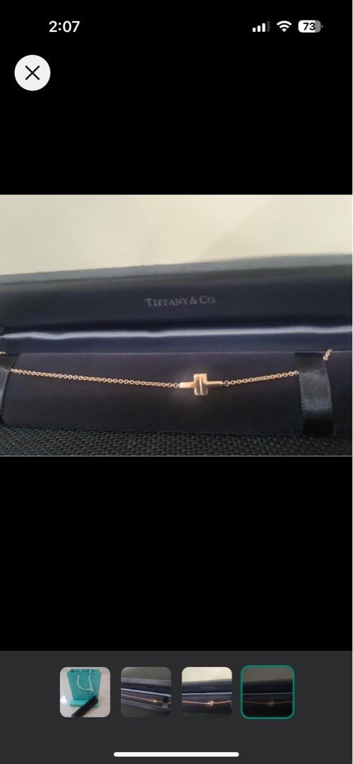 100% authentic Tiffany T-bar double chain bracelet in rose gold, Luxury ...