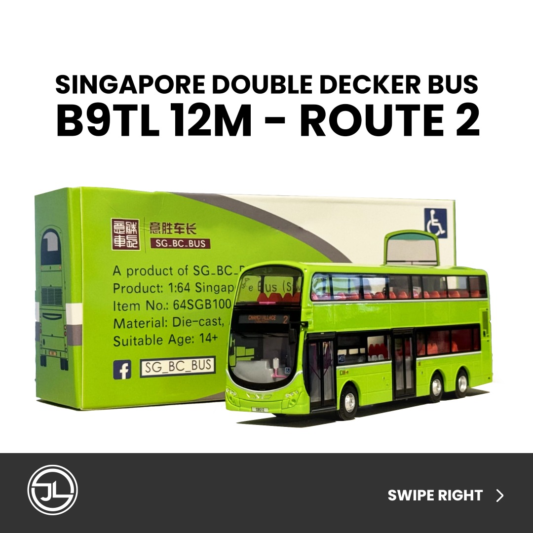 1:64 Singapore Double Decker Bus B9TL 12M Route 2, Hobbies & Toys, Toys ...