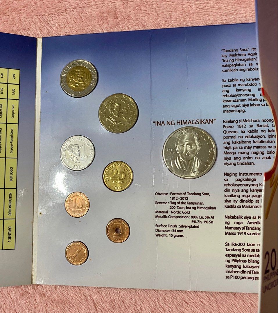 2012 Philippine Coin Set with Tandang Sora Nordic Gold and Silver ...