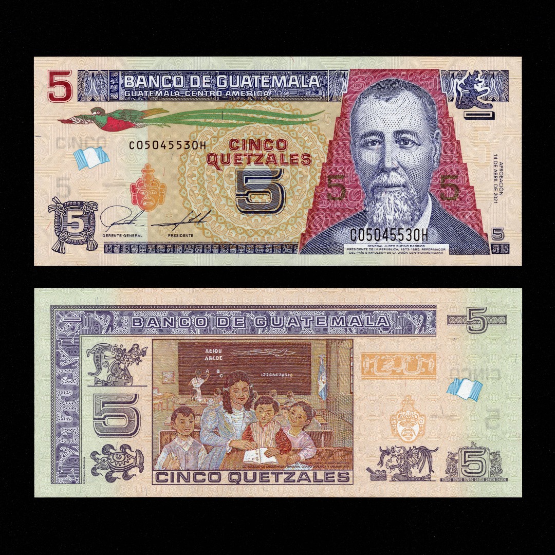 2021/2023 GUATEMALA 5 QUETZALES P-122A UNC > GENERAL JUSTO RUFINO BARRIOS, Hobbies & Toys ...