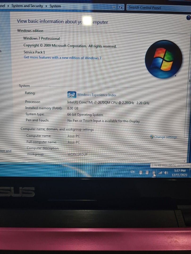 Asus i7 Quad Core SSD Win7 Laptop, Computers & Tech, Laptops & Notebooks on Carousell