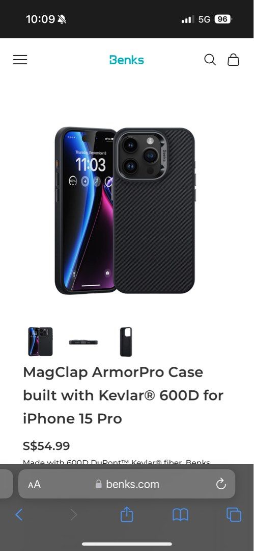Benks MagClap ArmorPro Case built with Kevlar® 600D for iPhone 15 Pro, Mobile Phones & Gadgets ...