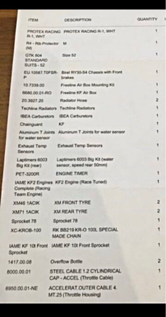 Birel S4 RY30 Chassis with IAME KF2 Engine, Sports Equipment, Other ...