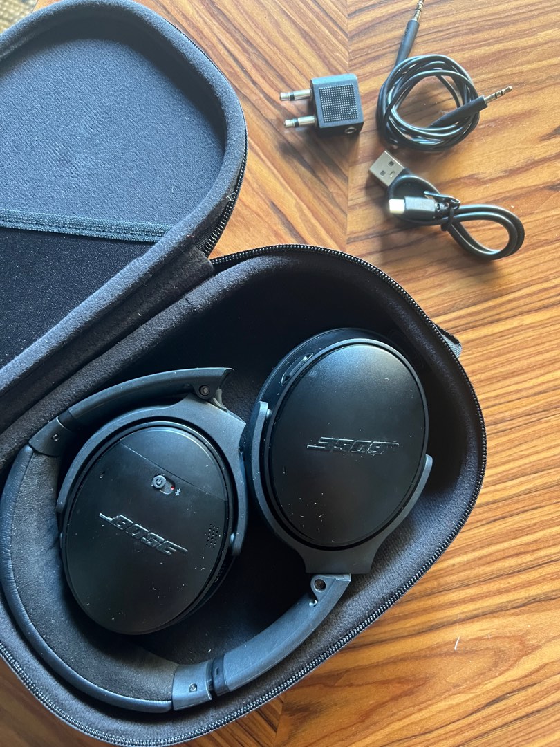 BOSE qc 35 ii with airplane plug and case wireless sound cancelling ...