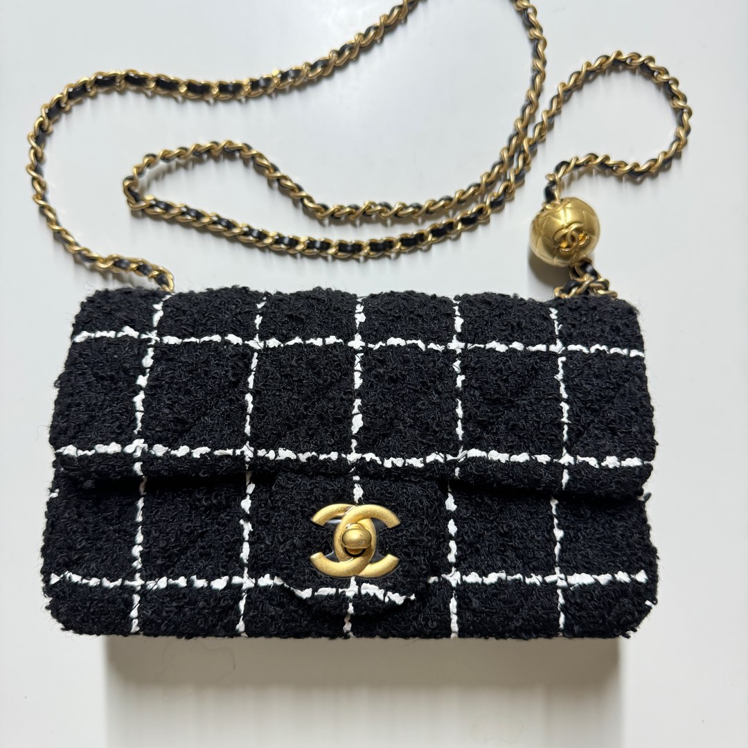 Chanel 23K Pearl Crush Mini Rectangular in Tweed, Luxury, Bags ...