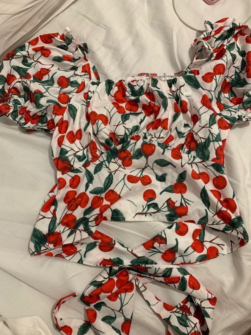 Cherry Print Top, Women's Fashion, Tops, Blouses on Carousell