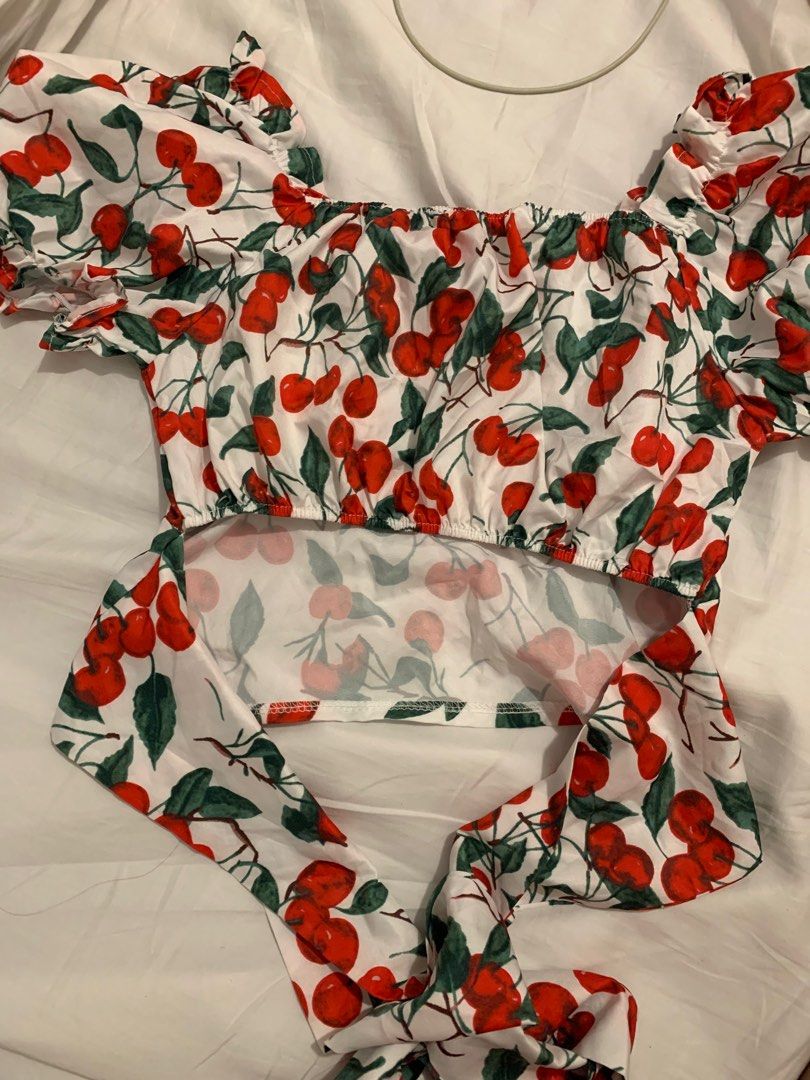 Cherry Print Top, Women's Fashion, Tops, Blouses on Carousell